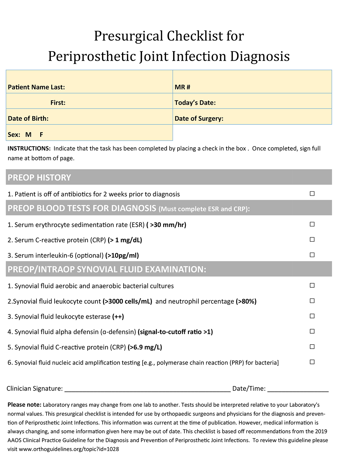 AAOS Introduces Presurgical Checklist for Diagnosis of Periprosthetic ...